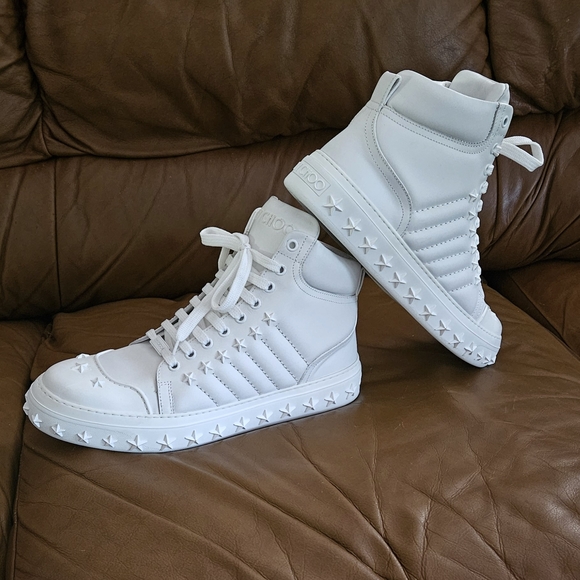 Jimmy Choo | Shoes | New Mens Jimmy Choo White Leather Luxury Designer ...